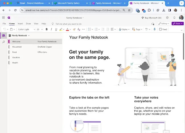 Create a family OneNote notebook that everyone can share – RAWinfopages