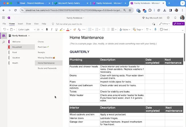 Create a family OneNote notebook that everyone can share – RAWinfopages